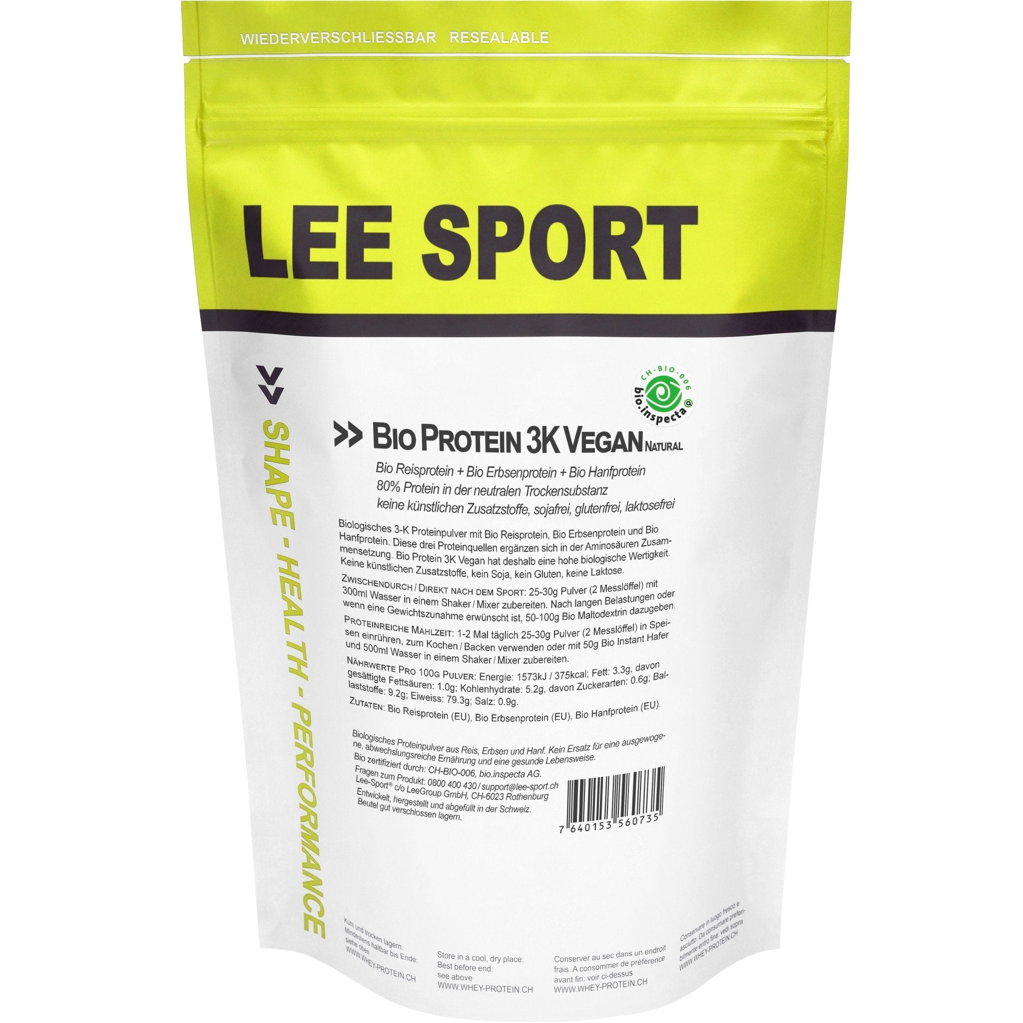 veganes Bio 3-Komponenten Protein günstig kaufen! | Lee-Sport®